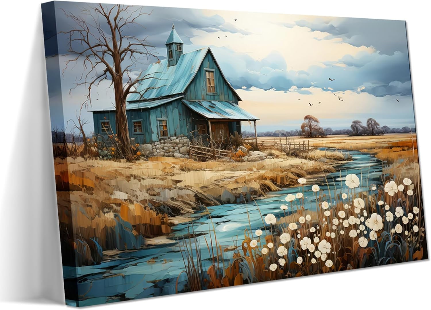 AVOI Unframed Rustic Farmhouse Wall Art, White Barn Pictures Wall Decor ...