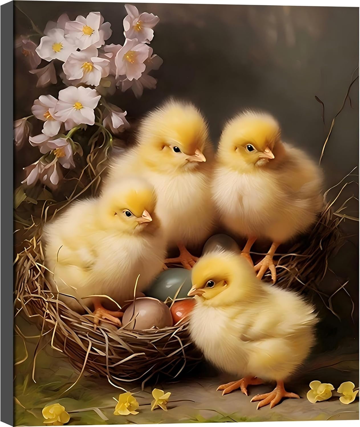 AVOI Unframed Spring Easter Chick Canvas Wall Art Easter Eggs Painting ...