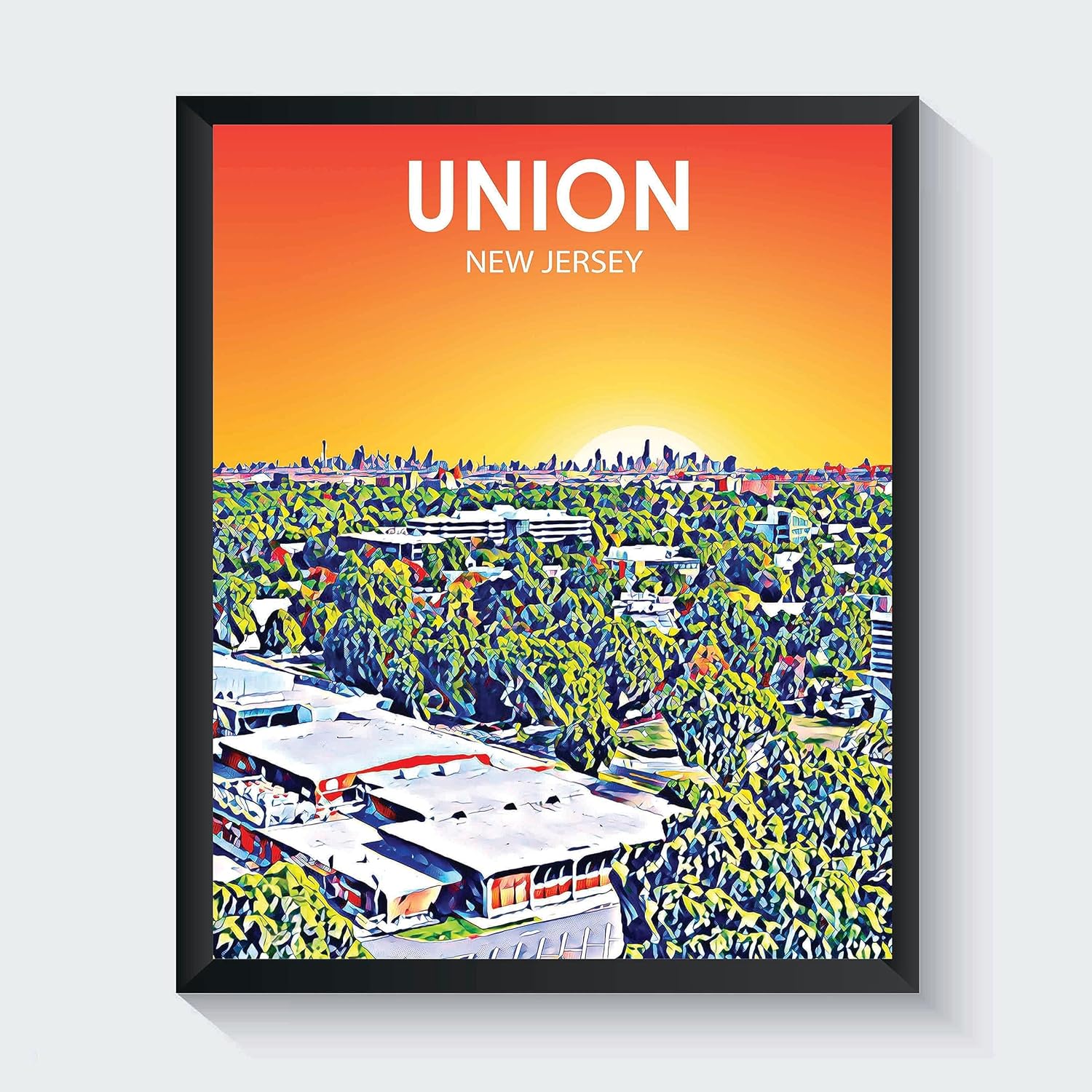 AVOI Union New Jersey Art Poster Print, Union Sunset Landscape Scenery ...