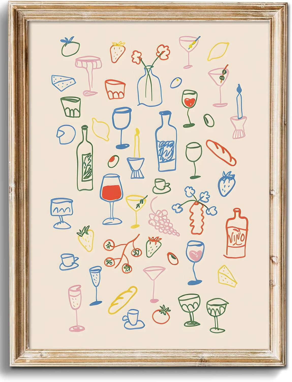 AVOI Uniro Vintage Kitchen Wall Art Print, Retro Dinner Table Prints ...