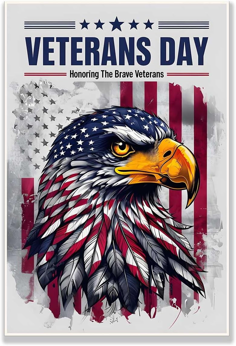 AVOI Veterans Day Bald Eagle US Military with American Flag Patriotic ...