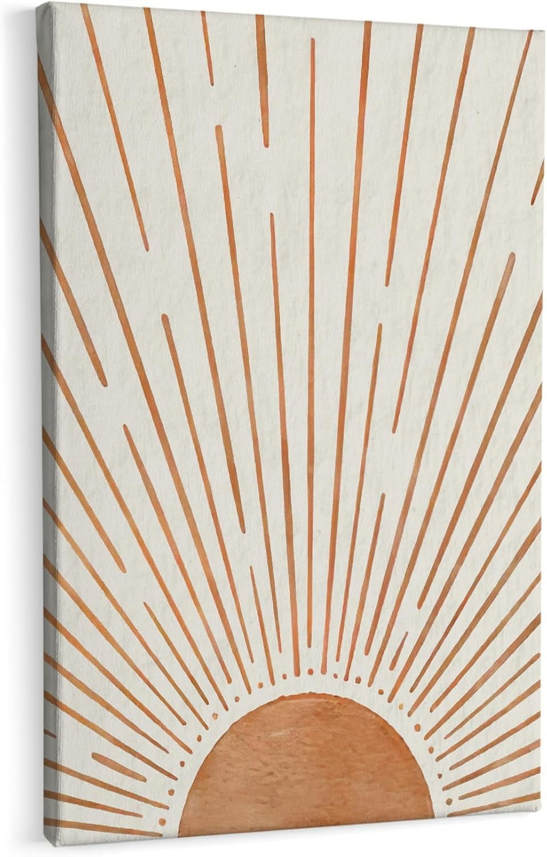 AVOI Vintage Abstract Boho Sun Unframed Canvas Painting Wall Art Decor ...