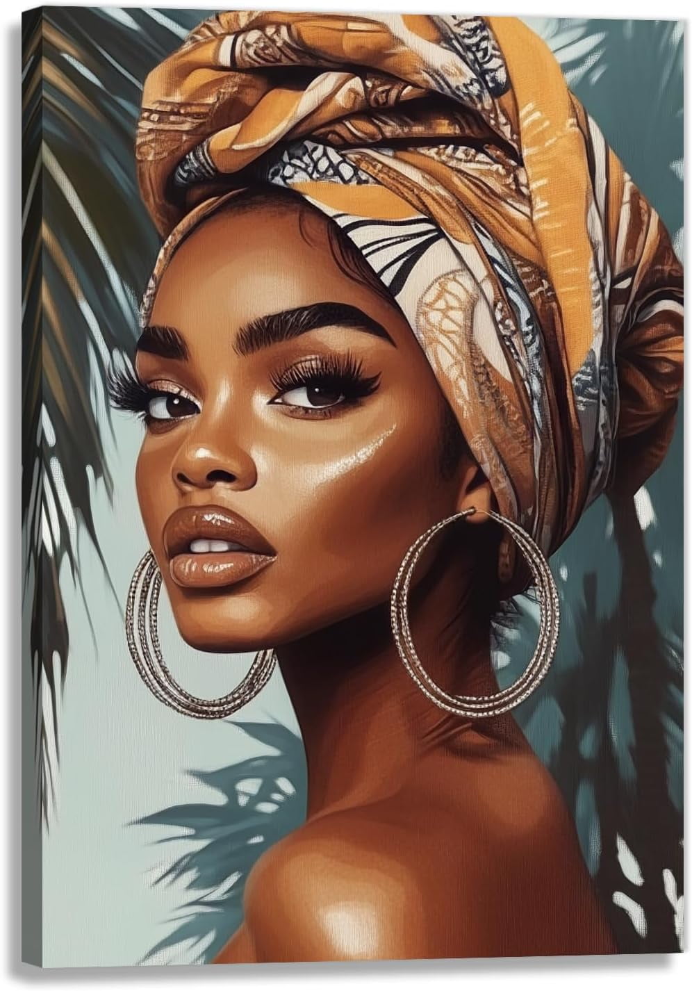 AVOI Vintage African American Women Wall Art Fashion Black Girl Portrait Canvas Print for Living ...