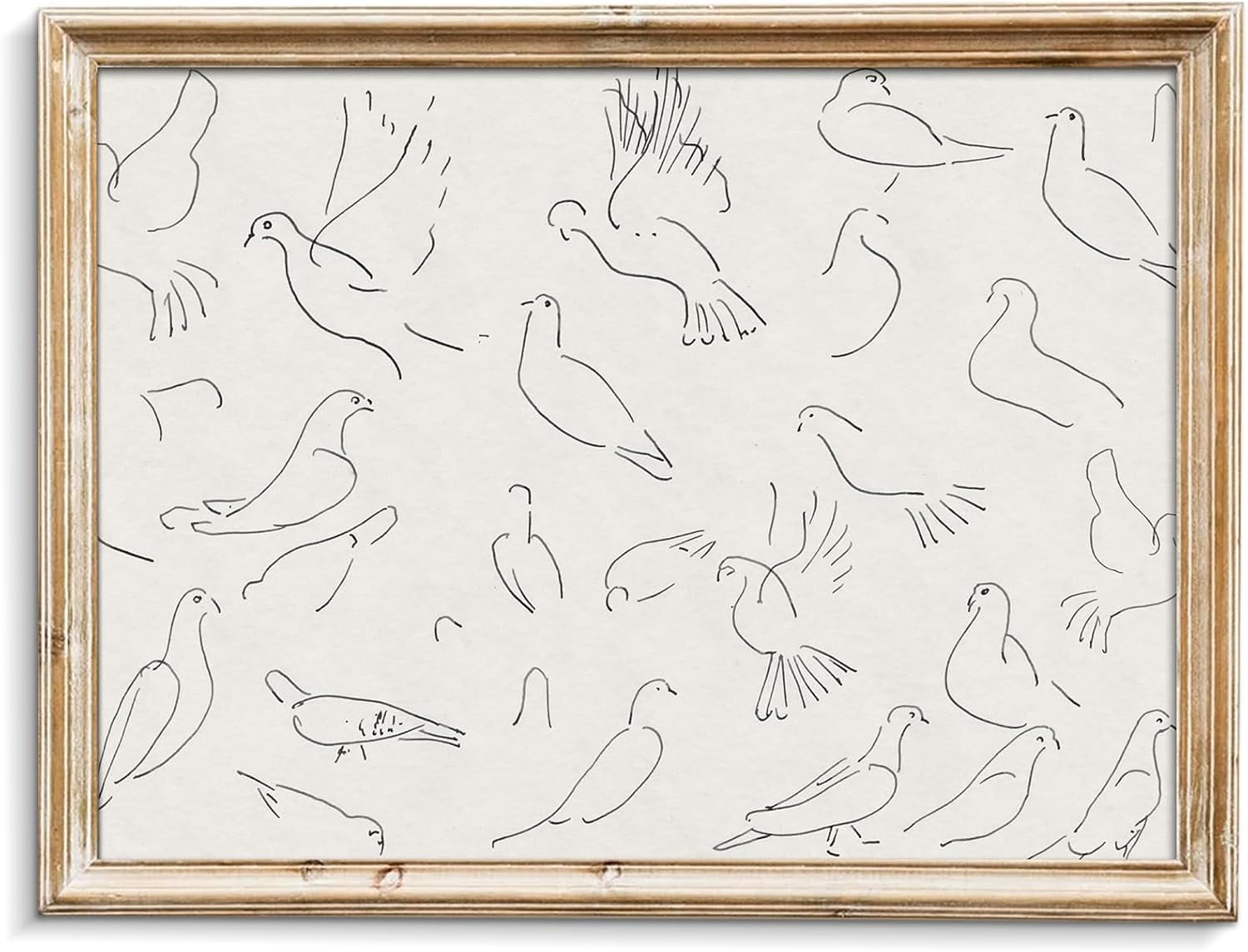 AVOI Vintage Animal Drawing Birds Line Art Sketch Pigeon Wall Art ...