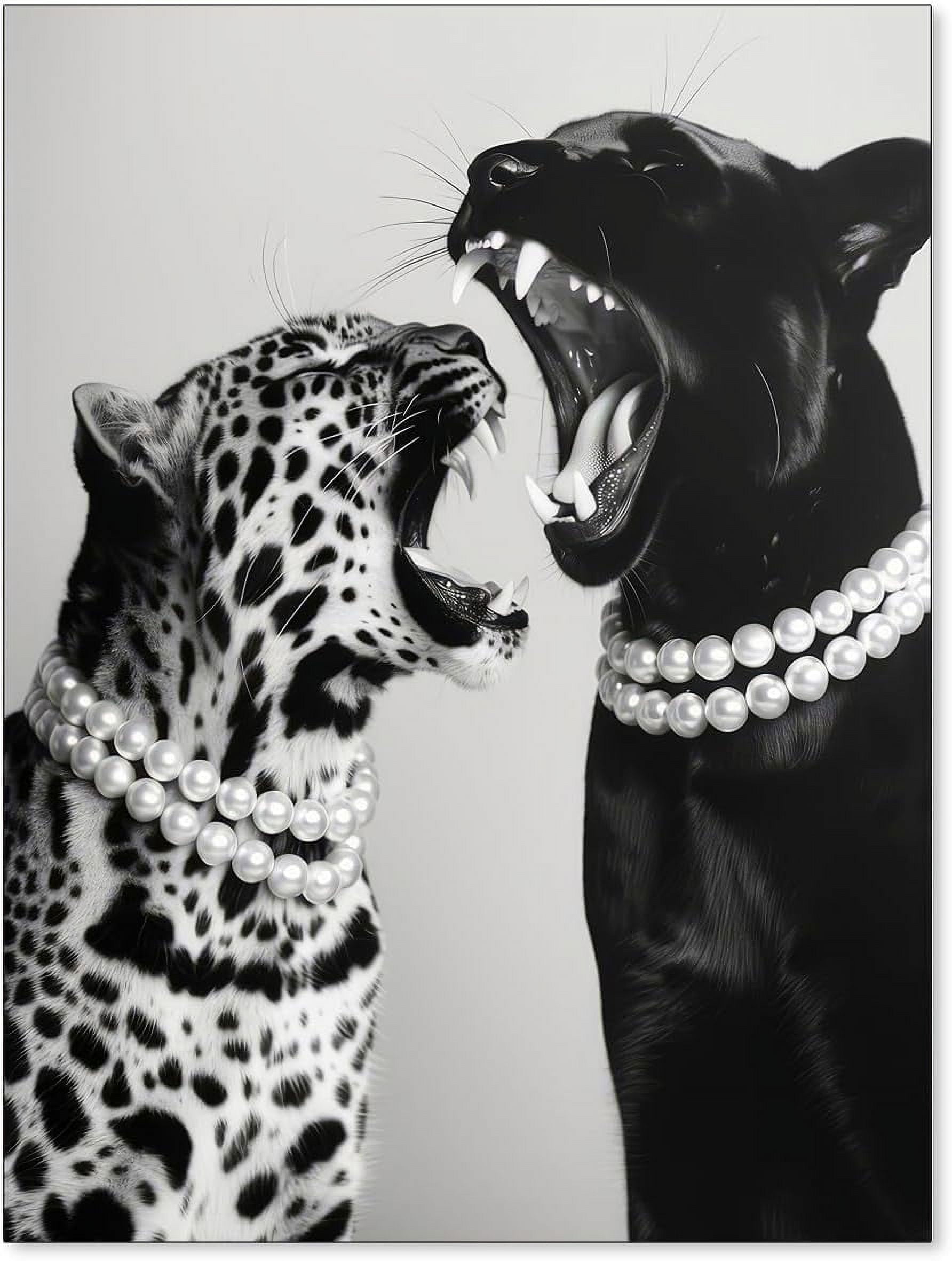 AVOI Vintage Animal Leopard Aesthetic Canvas Wall Art Black And White ...