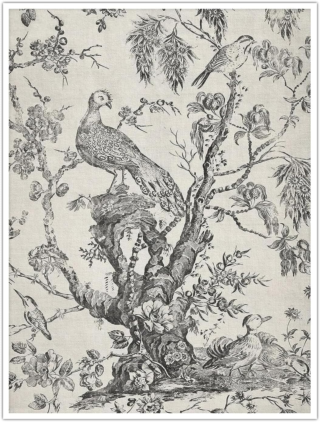 AVOI Vintage Art Portrait Maximalist Decor with Bird Rococo Canvas Wall ...