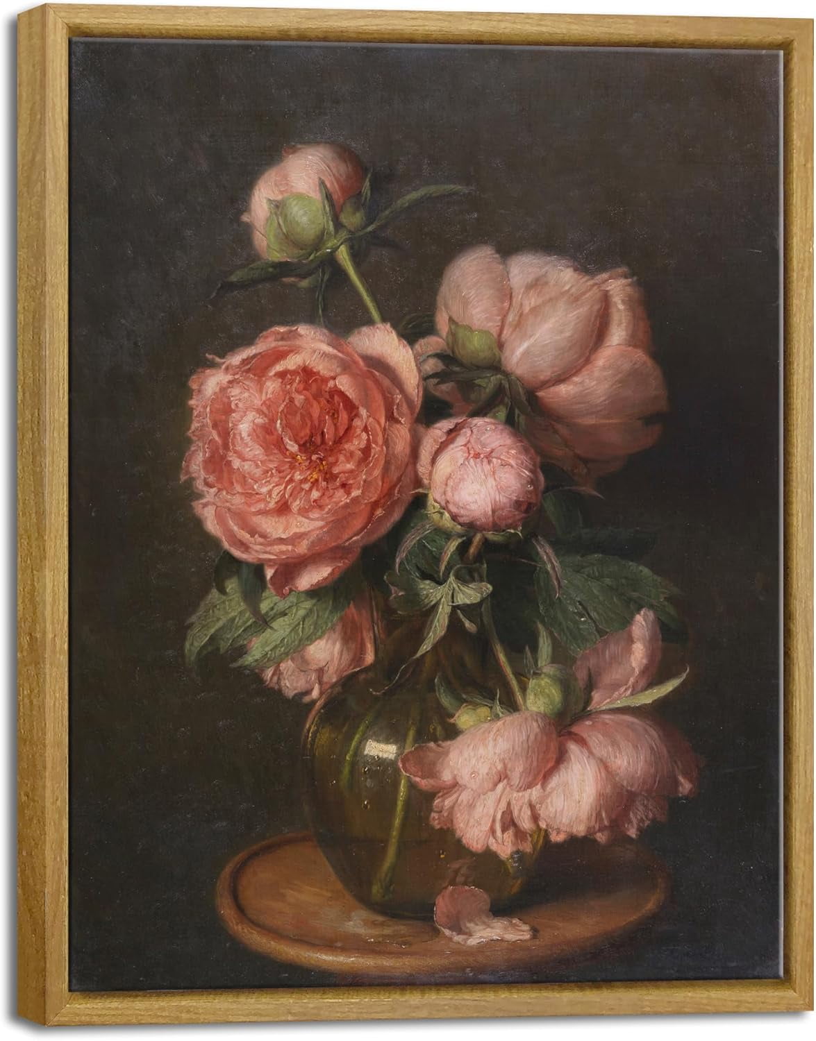 AVOI Vintage Canvas Wall Art Retro Framed Home Decor Pfingstrosen ...