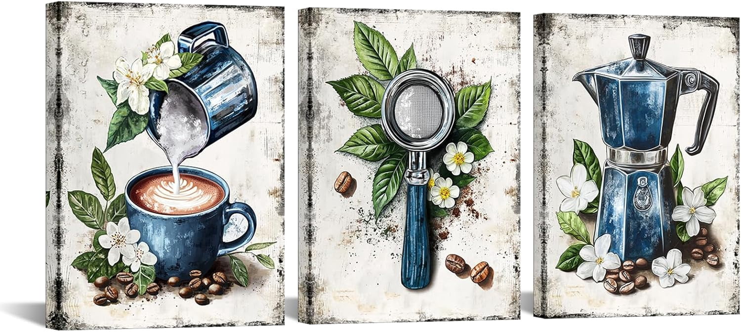 AVOI Vintage Coffee Wall Art Caffe Tamper, Moka Pot Coffee Maker ...