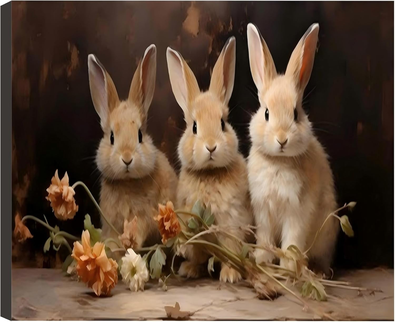 AVOI Vintage Floarl Bunny Prints Easter Bunny Wall Art & Shabby Chic ...