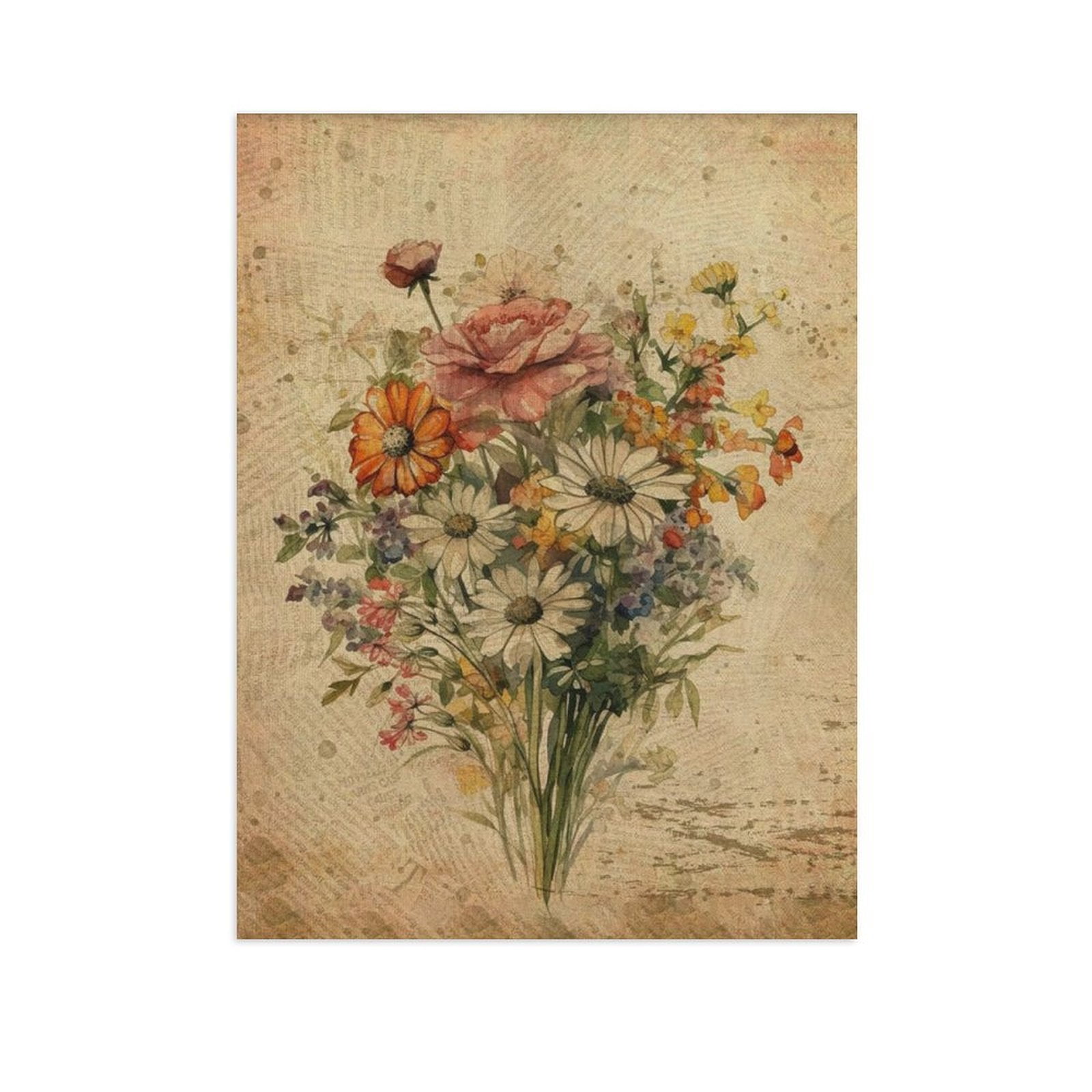 AVOI Vintage Floral Poster, Botanical Flower Wall Art, Retro Wildflower ...