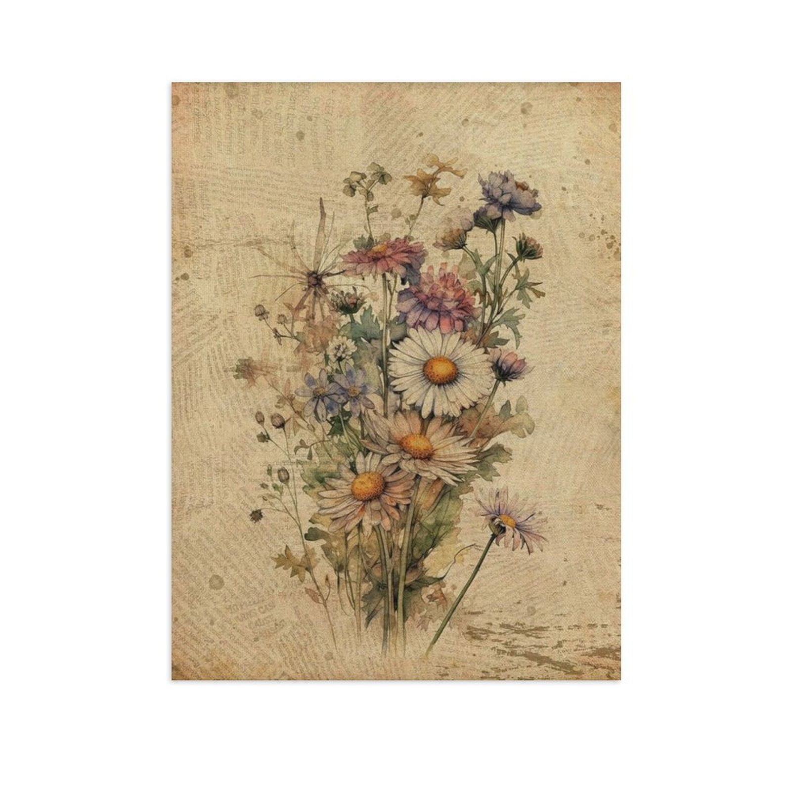 AVOI Vintage Floral Poster, Botanical Flower Wall Art, Rustic ...