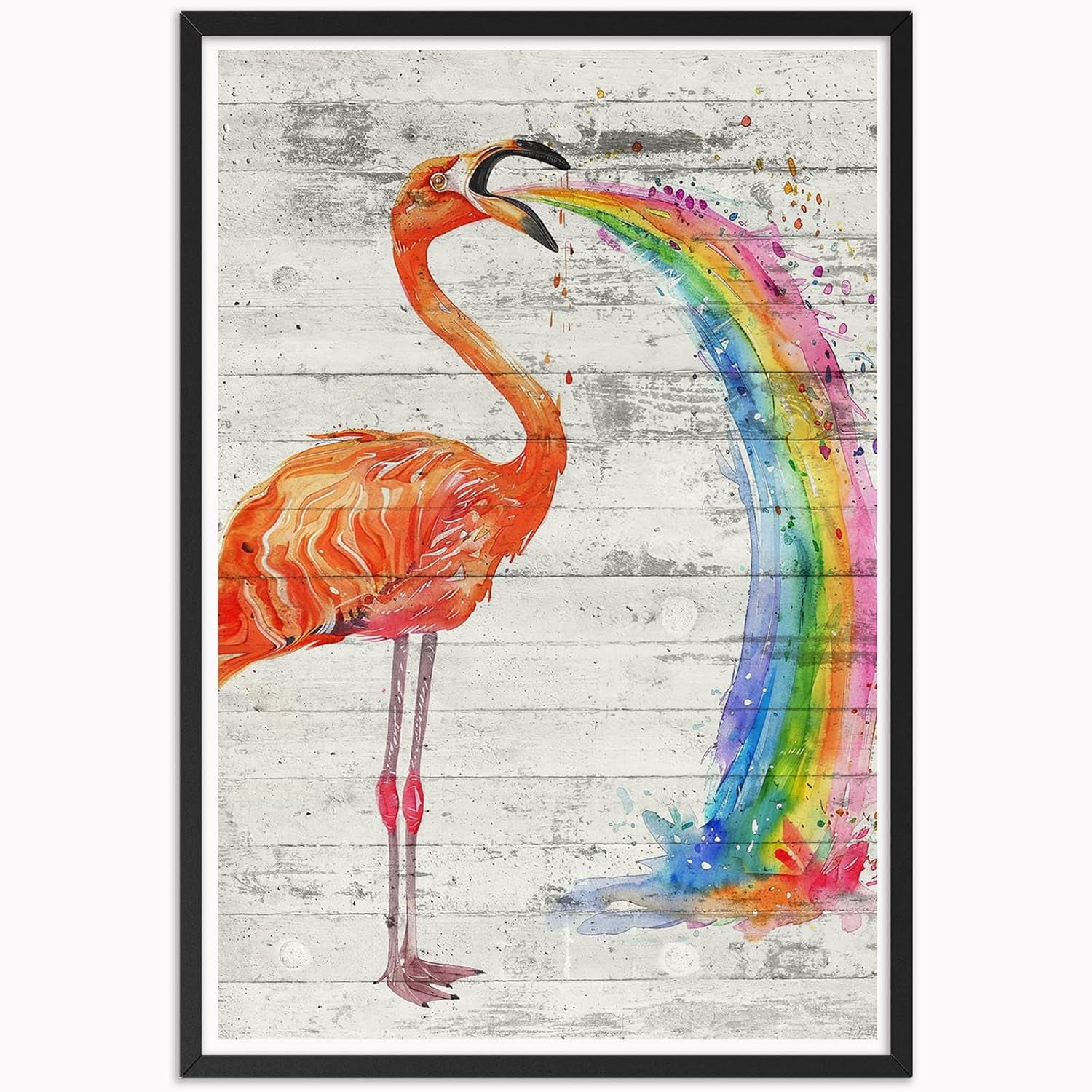 AVOI Vintage Funny Cute Flamingo Rainbow Retro Animal Watercolour ...