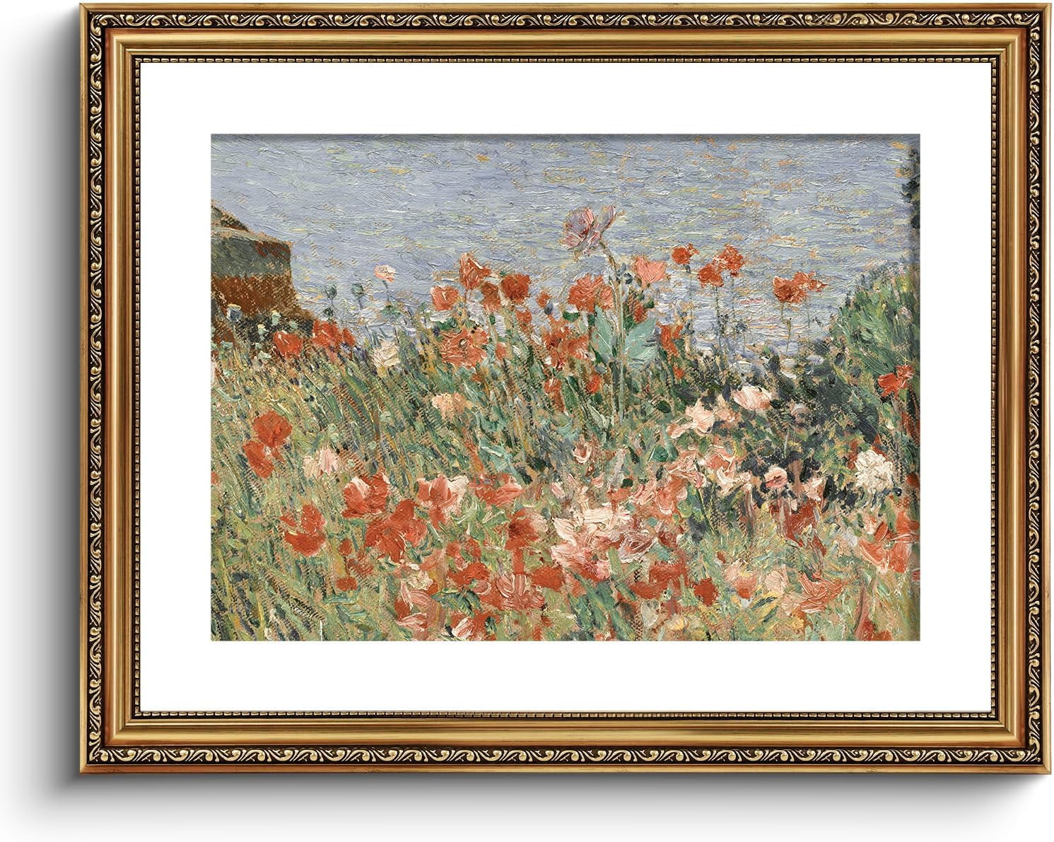 AVOI Vintage Gold Unframed Large Wall Art, Retro Garden Shoals Sea Sky ...
