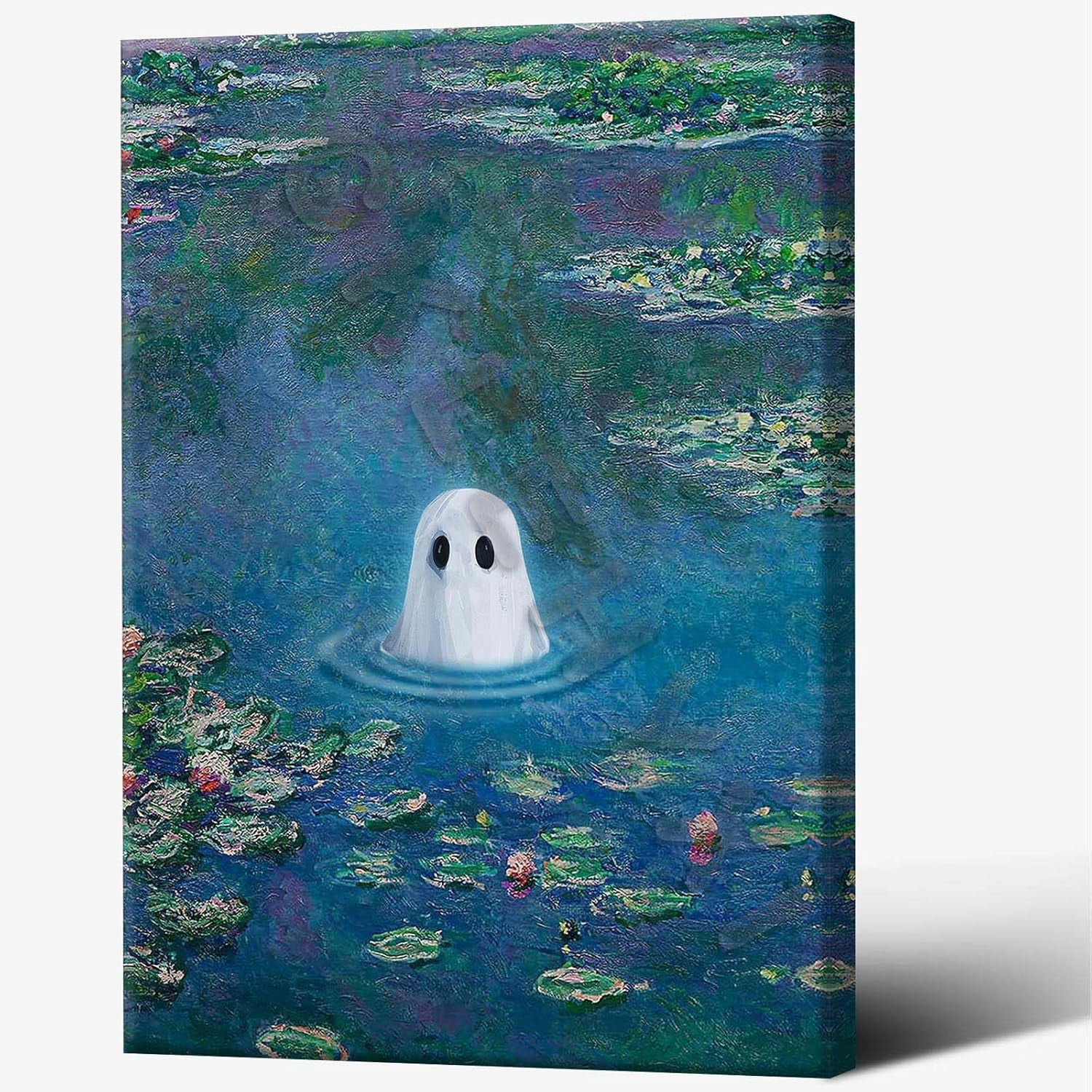 AVOI Vintage Halloween Decor Monet Canvas Wall Art Cute Ghost Poster ...