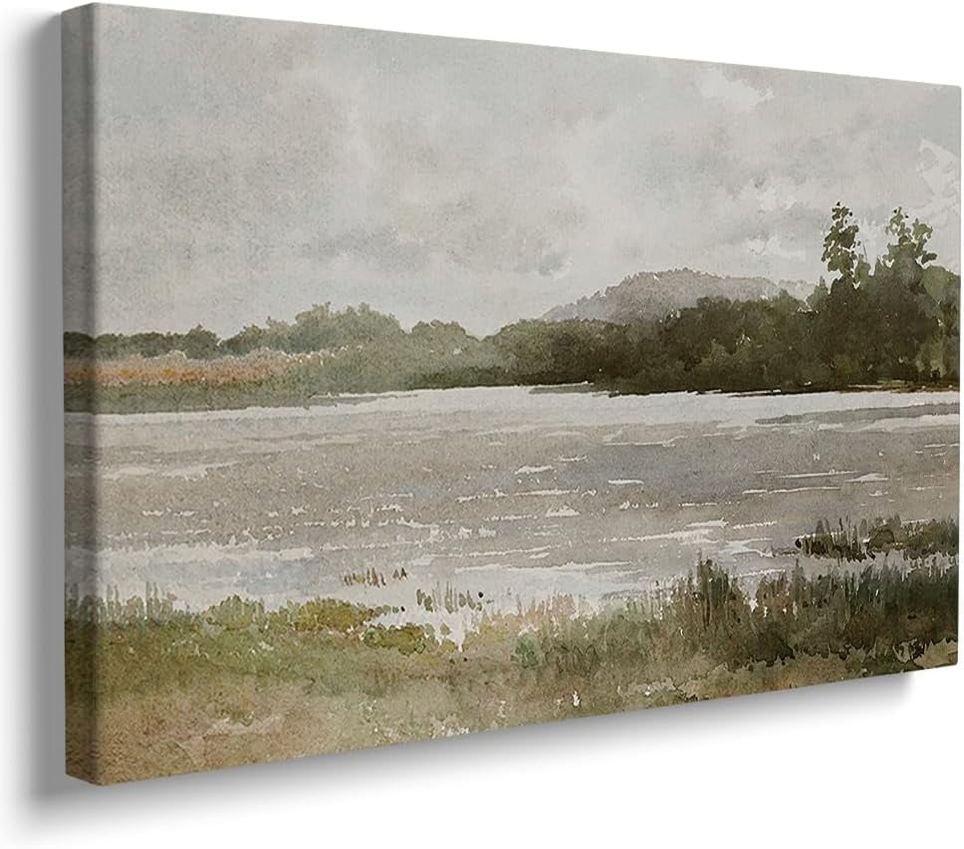 AVOI Vintage Lake Painting Landscape Wall Art Unframed Canvas North ...