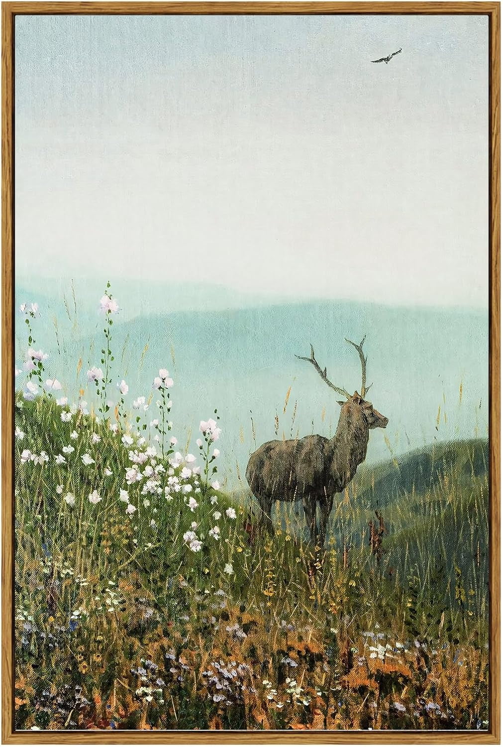 AVOI Vintage Large Wall Art, The Quiet Deer on The Mountain Paintings ...