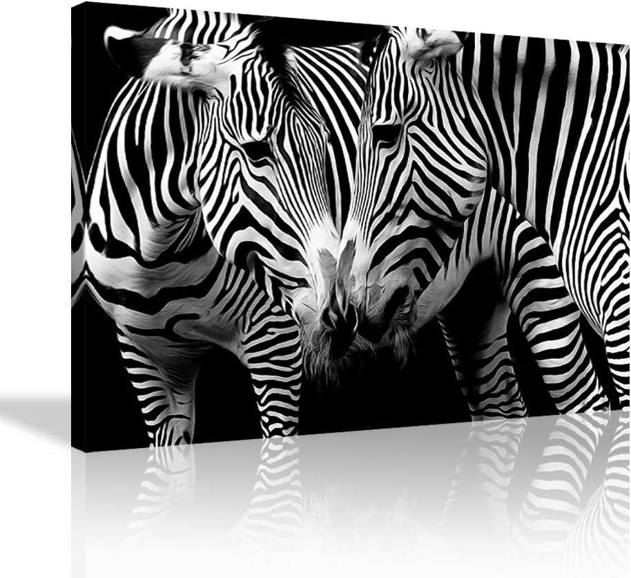 AVOI Vintage Paintings On Canvas Black And White Two Zebra Print Decor ...