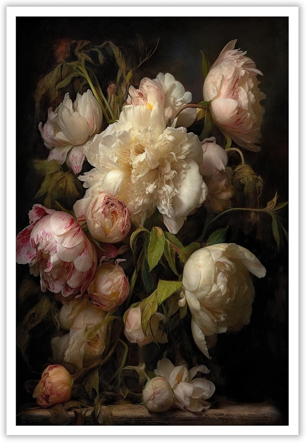 AVOI Vintage Peony Flowers Wall Art Dark Academia Botanical Flower ...