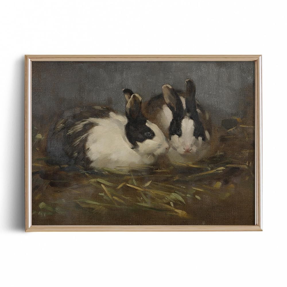 AVOI Vintage Rabbit Wall Art - Spring Easter Bunny Posters Print ...