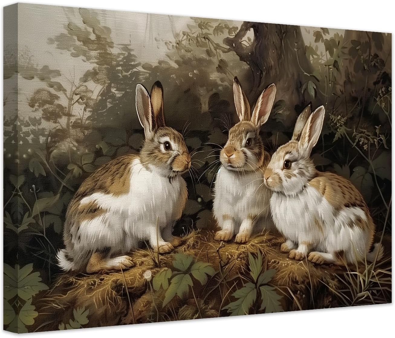 AVOI Vintage Rabbits Wall Art Canvas Easter Bunny Wall Decor Rustic ...