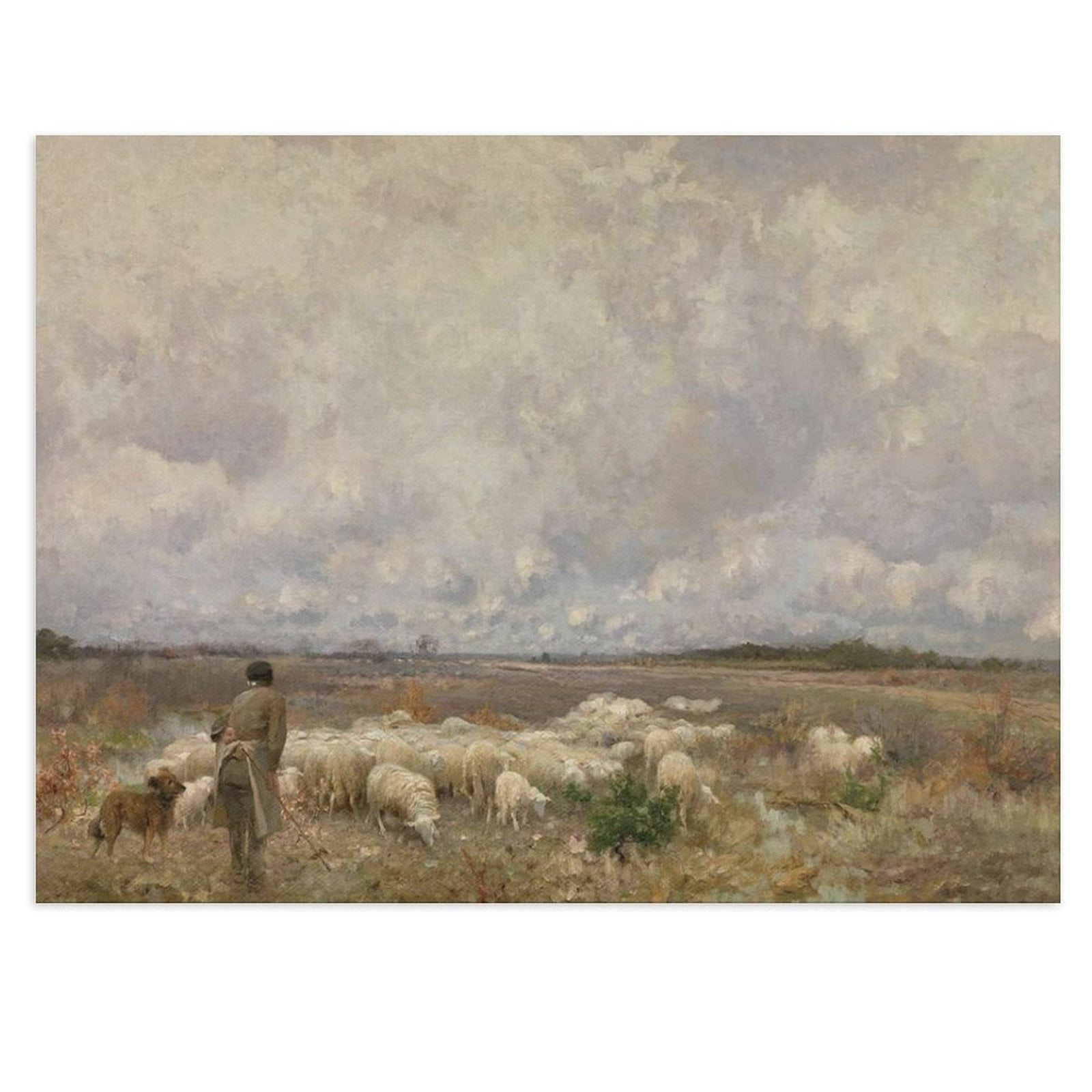 AVOI Vintage Canvas Wall Art, Farm Pasture Sheep Retro Painting, Decor ...