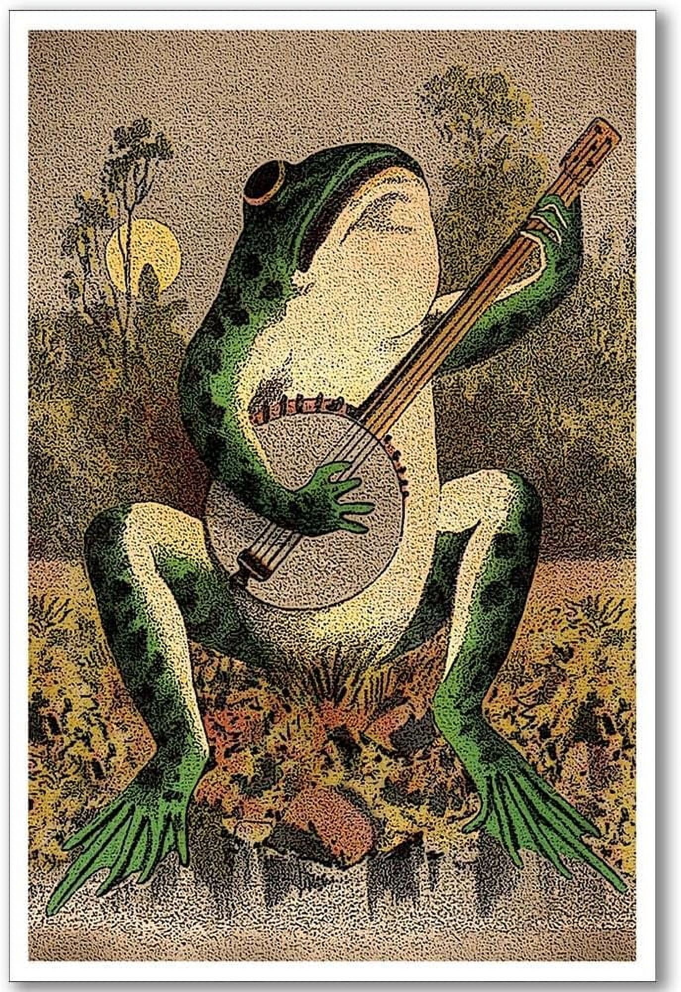 AVOI Vintage Wall Art Frog Poster Canvas Wall Art Aesthetic Frog Banjo ...