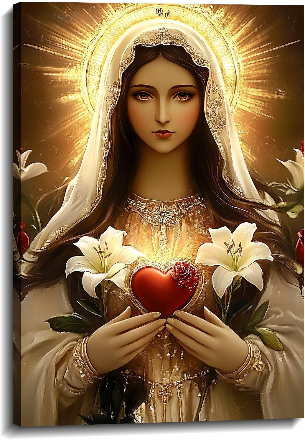 AVOI Virgin Mary Canvas Wall Art Christian Wall Decor Immaculate Heart ...