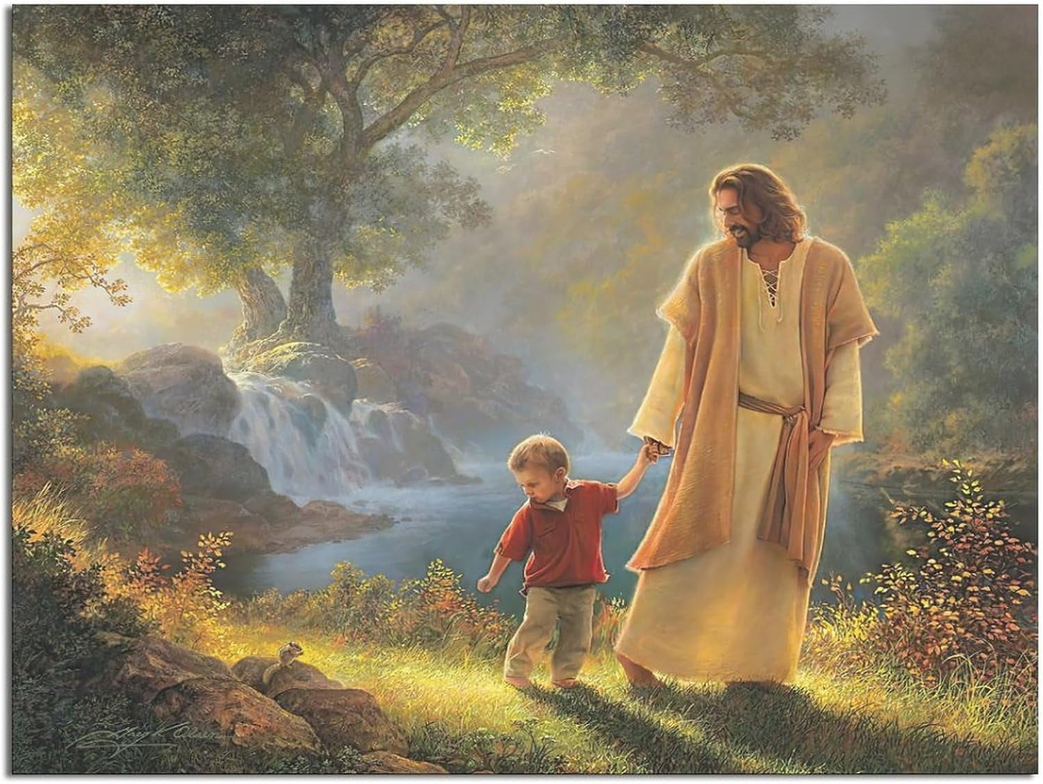 AVOI Walking with Jesus Christ And Child Canvas Wall Art Poster Picture ...