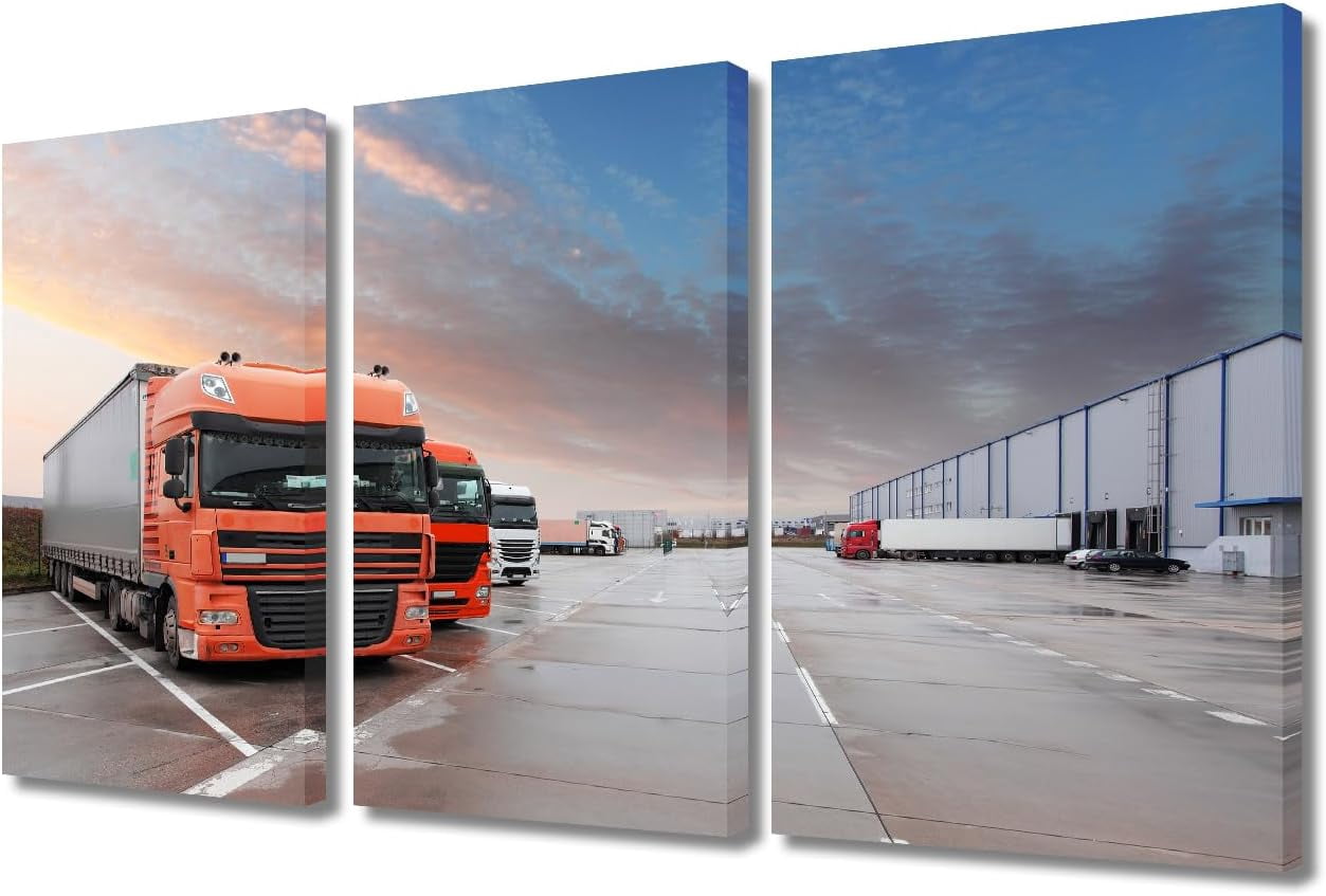 AVOI Wall Art Shipping Container Wall Art Truck in Warehouse and Cargo ...