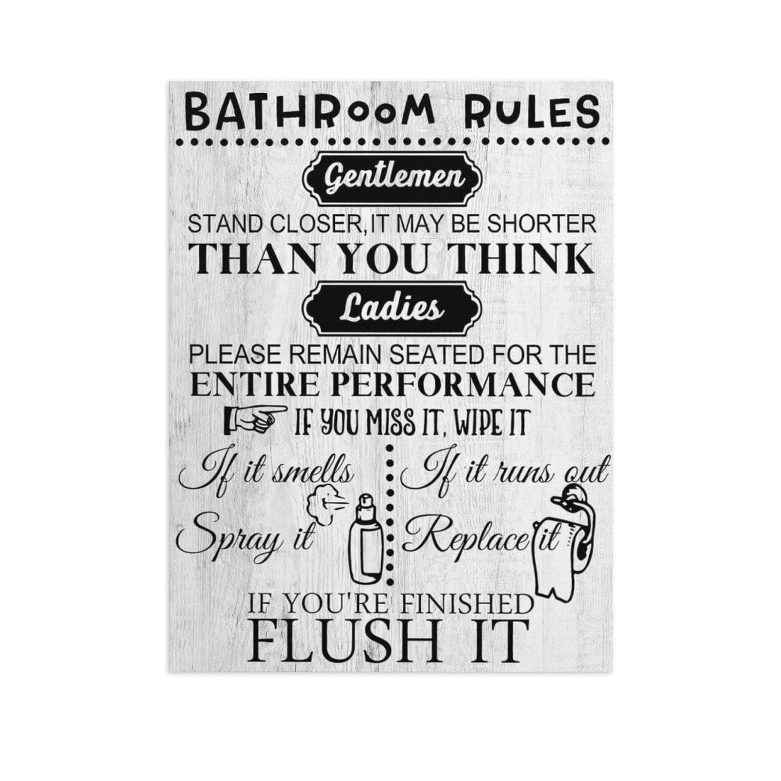 AVOI Wall Art for Bathroom Decor Bathroom Rules Artwork Black White ...