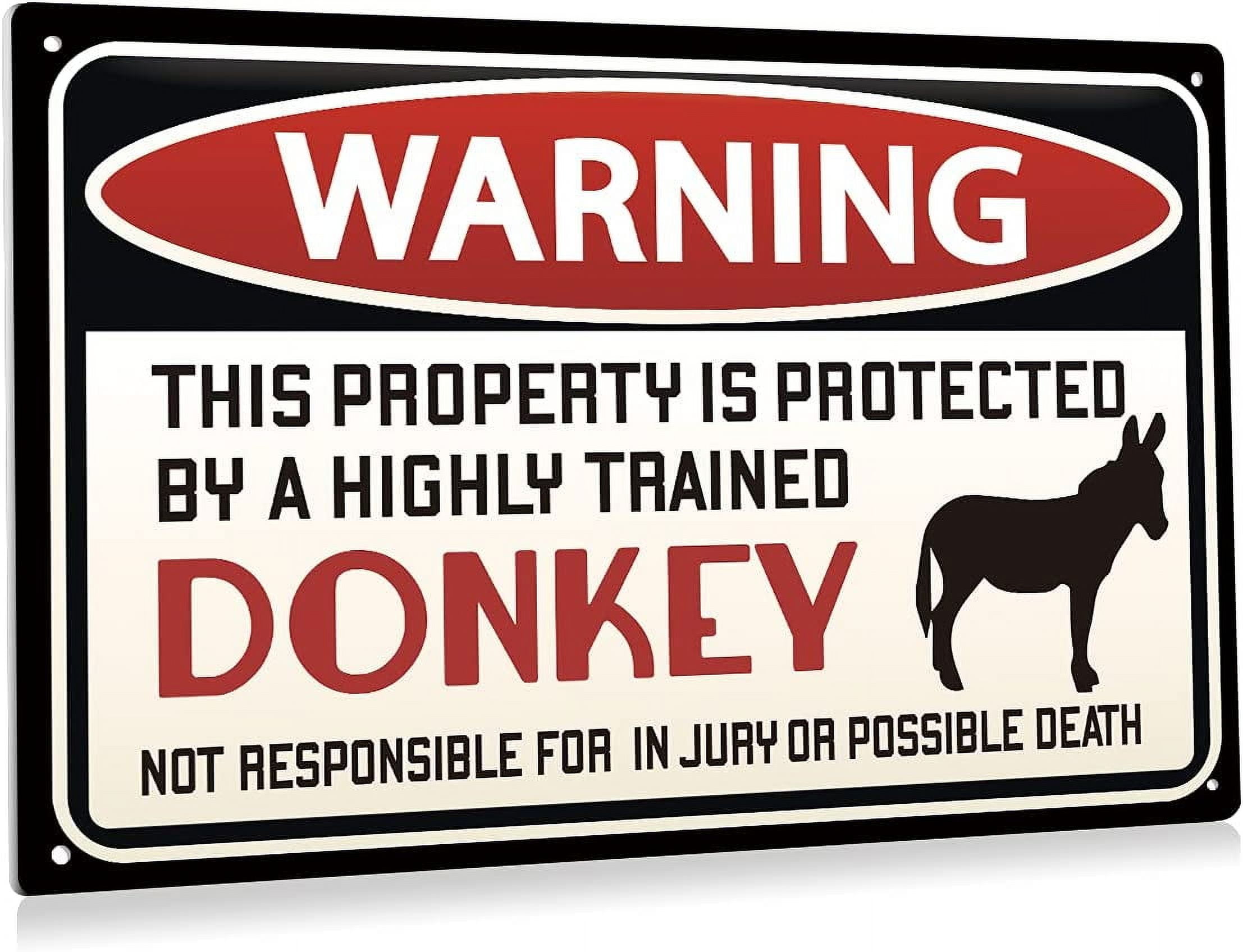 AVOI Warning Sign Warning Donkey Metal Tin Sign Wall Decor Donkey Sign ...