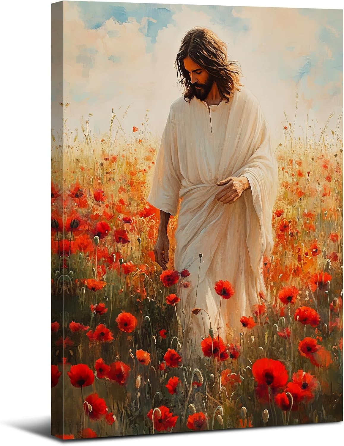 AVOI Watercolor Jesus Floral Wall Art for Bedroom Bathroom Home ...