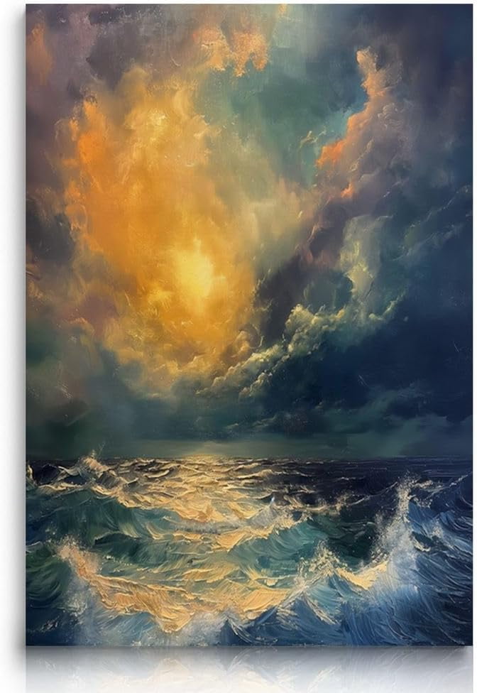 AVOI Wave Oceans Water Wall Art Canvas Prints Beach Sunset Ocean Waves ...