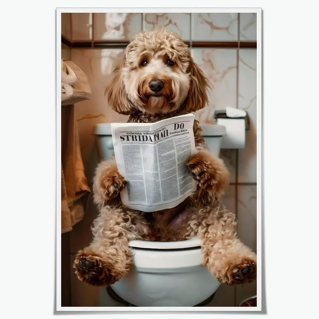 AVOI Whimsical Bathroom Wall Art Canvas Print Toilet Humor Animal ...