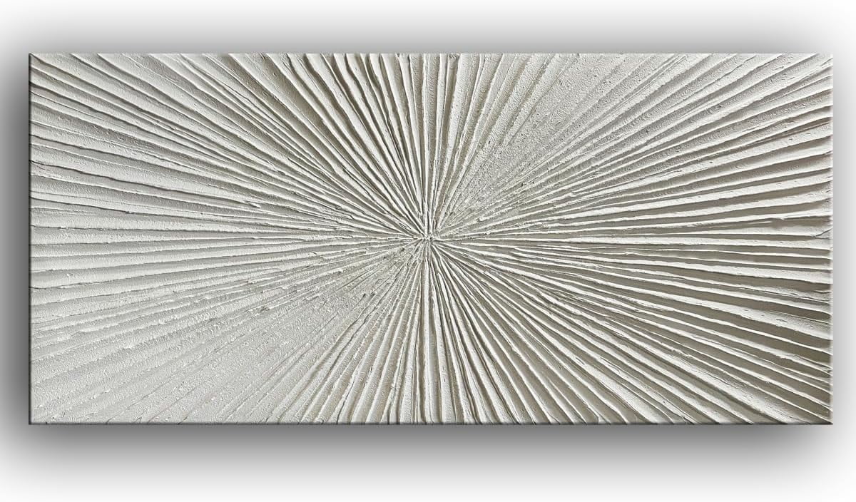 AVOI White Thick Texture Abstract Wall Art Oil Painting Hand-Painted ...