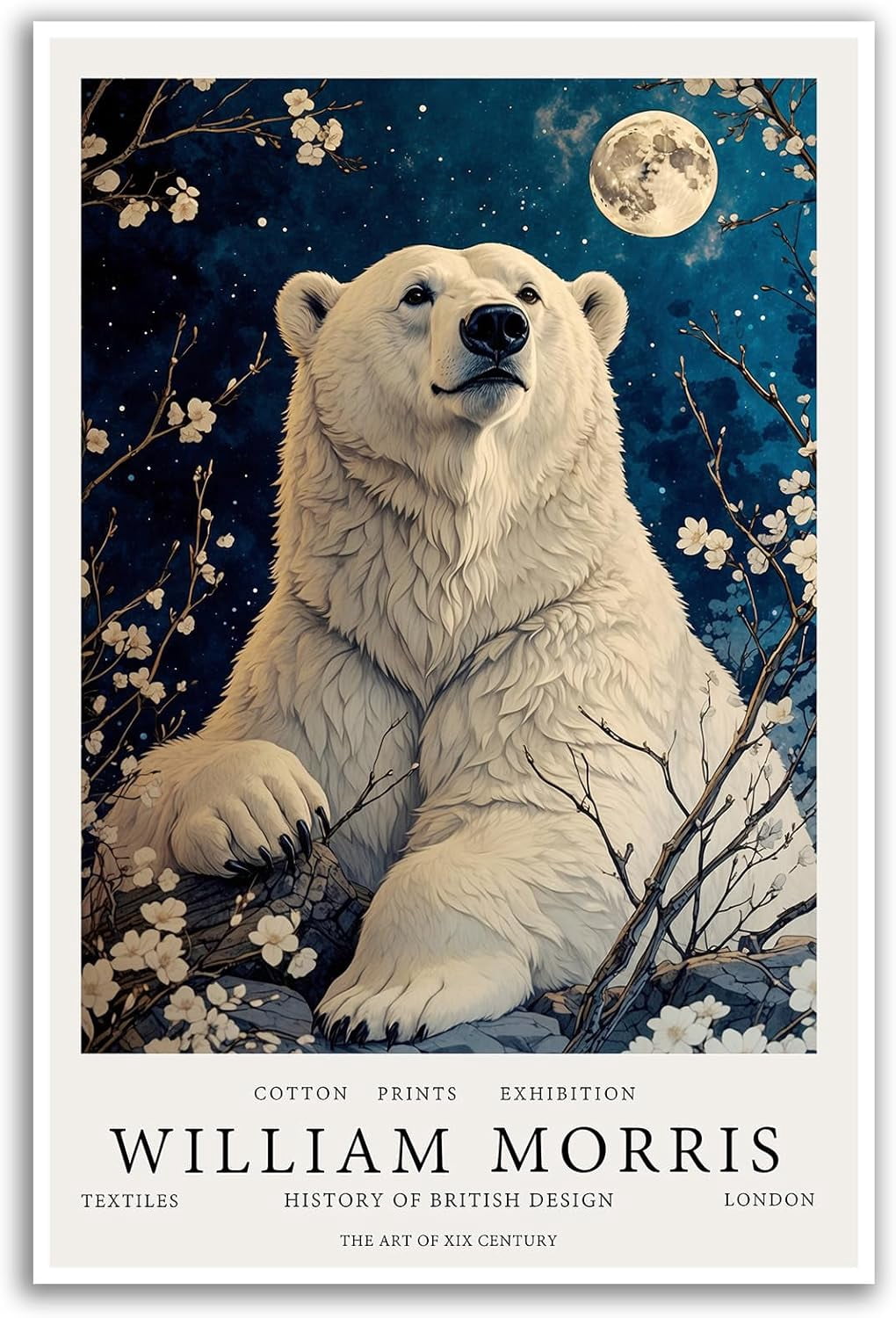 AVOI White bear portrait canvas wall art print William Morris ...