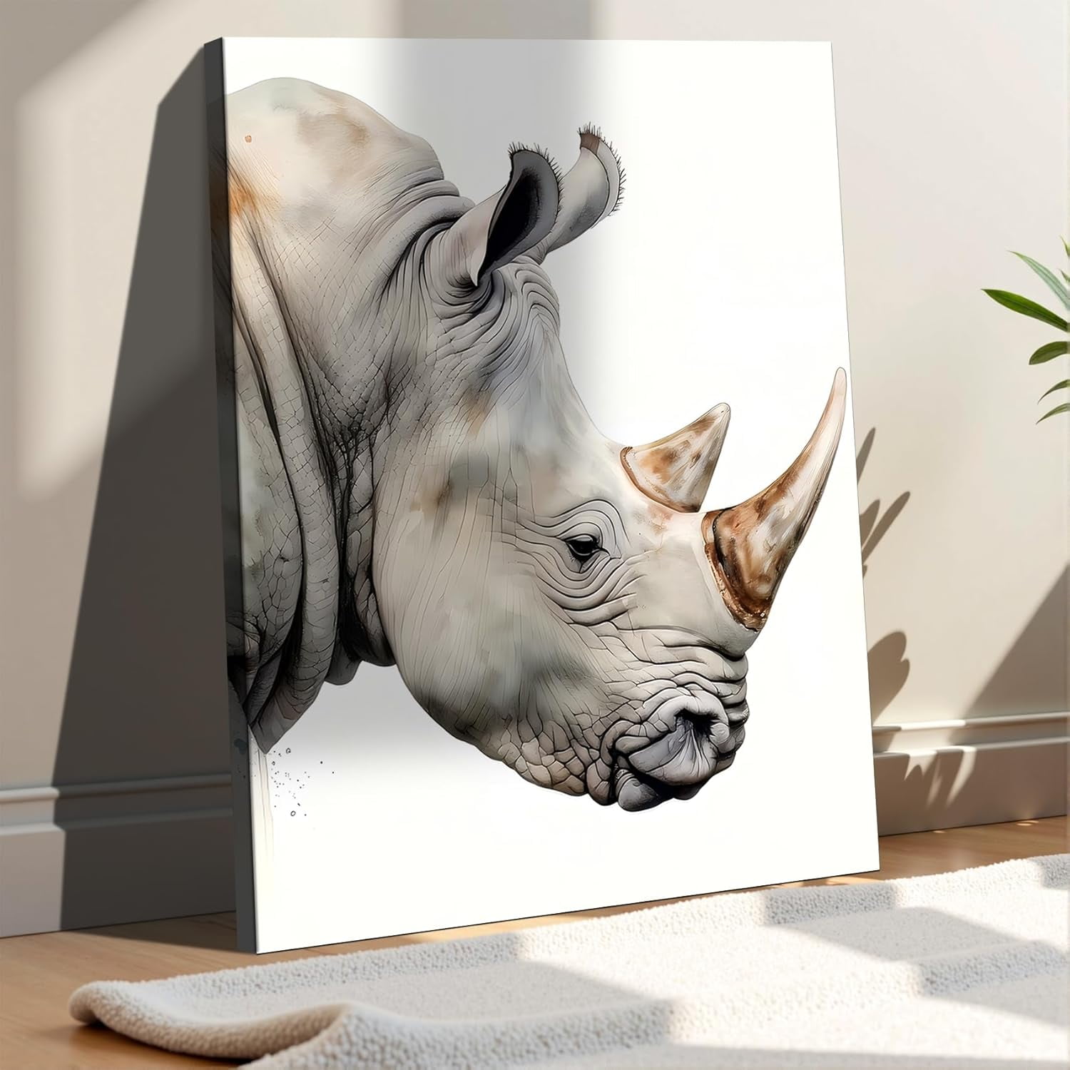 AVOI Wild Rhino Canvas Wall Art, African Animal Unframed Artwork Prints ...