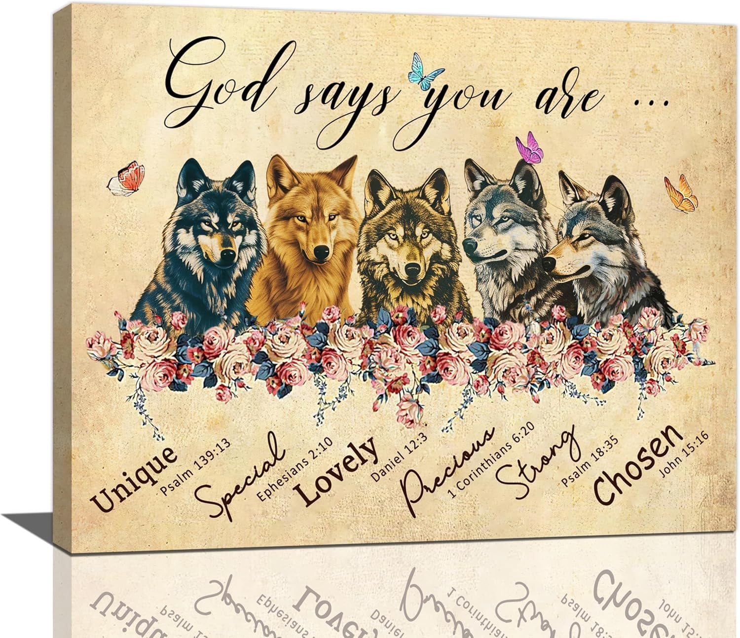 AVOI Wolf God Says You Are Wall Art Wolf Scripture Pictures Wall Decor ...