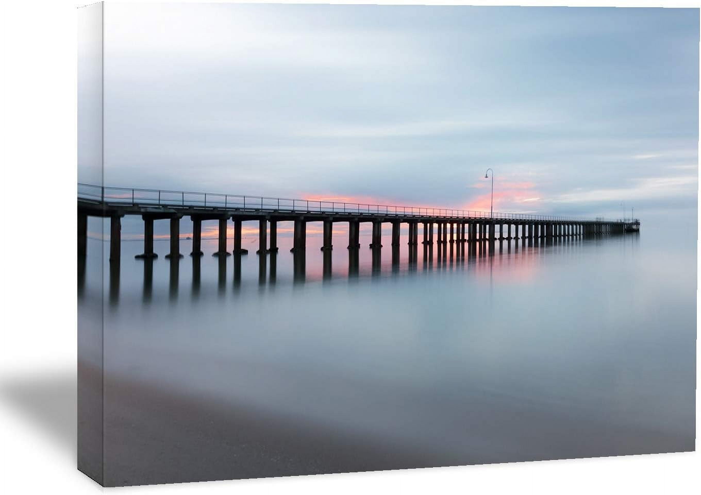 AVOI Wooden Bridge On The Sea- Canvas Wall Art Prints for Living Room ...