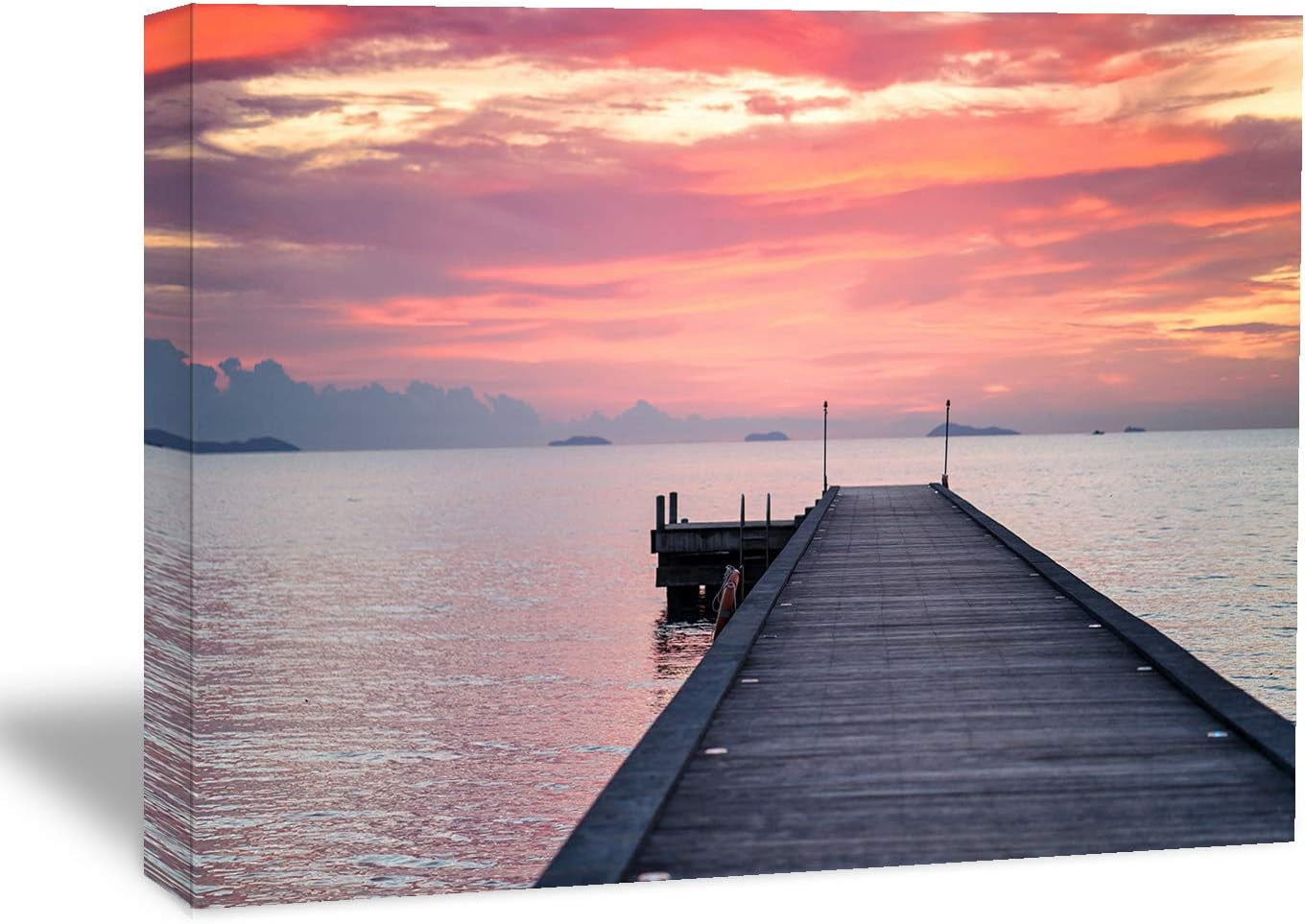 AVOI Wooden Bridge On The Sea- Canvas Wall Art Prints for Living Room ...