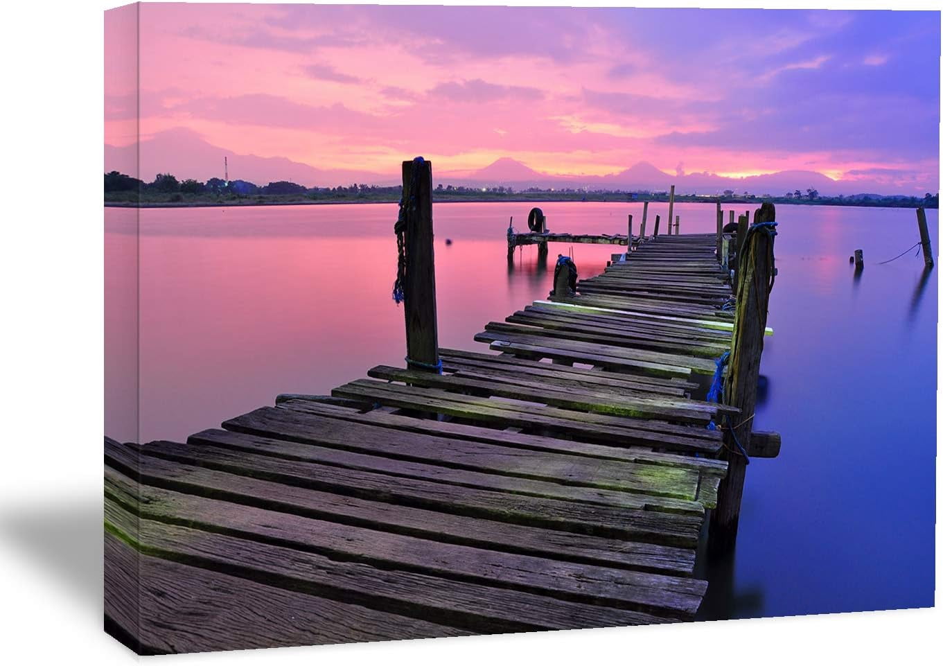 AVOI Wooden Bridge On The Sea- Canvas Wall Art Prints for Living Room ...