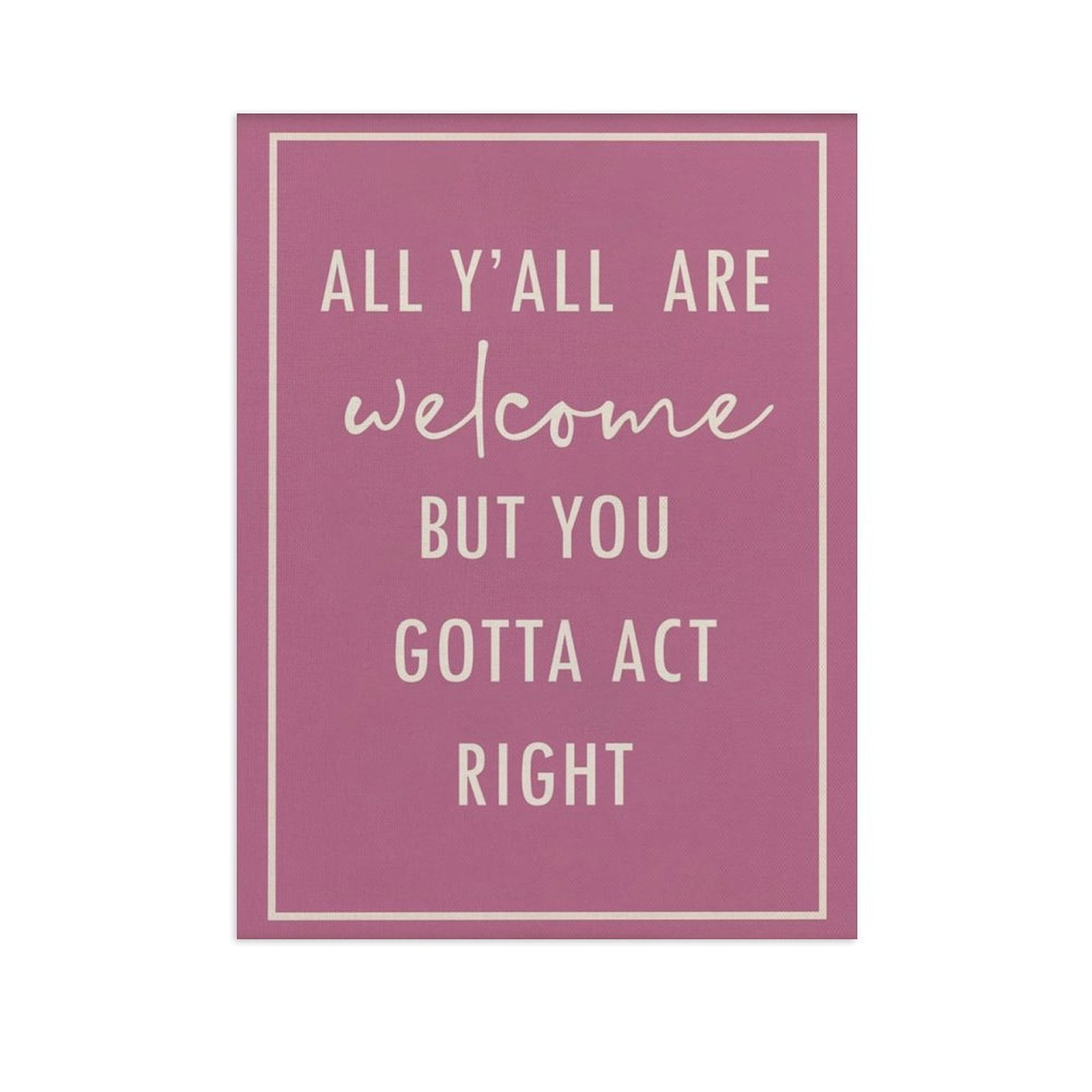 AVOI All Y'all Are Welcome Poster, Pink Dorm Decor,Pink Door Signs ...