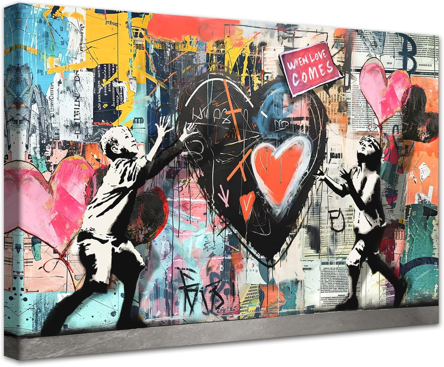 ASPORIC Banksy Graffiti Canvas Wall Art Butterfly Animal Painting ...