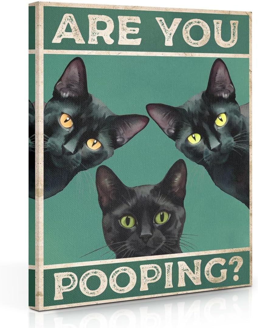 AVOI Are You Pooping Cat Sign Funny Cat Decor Cat Bathroom Decor Canvas ...