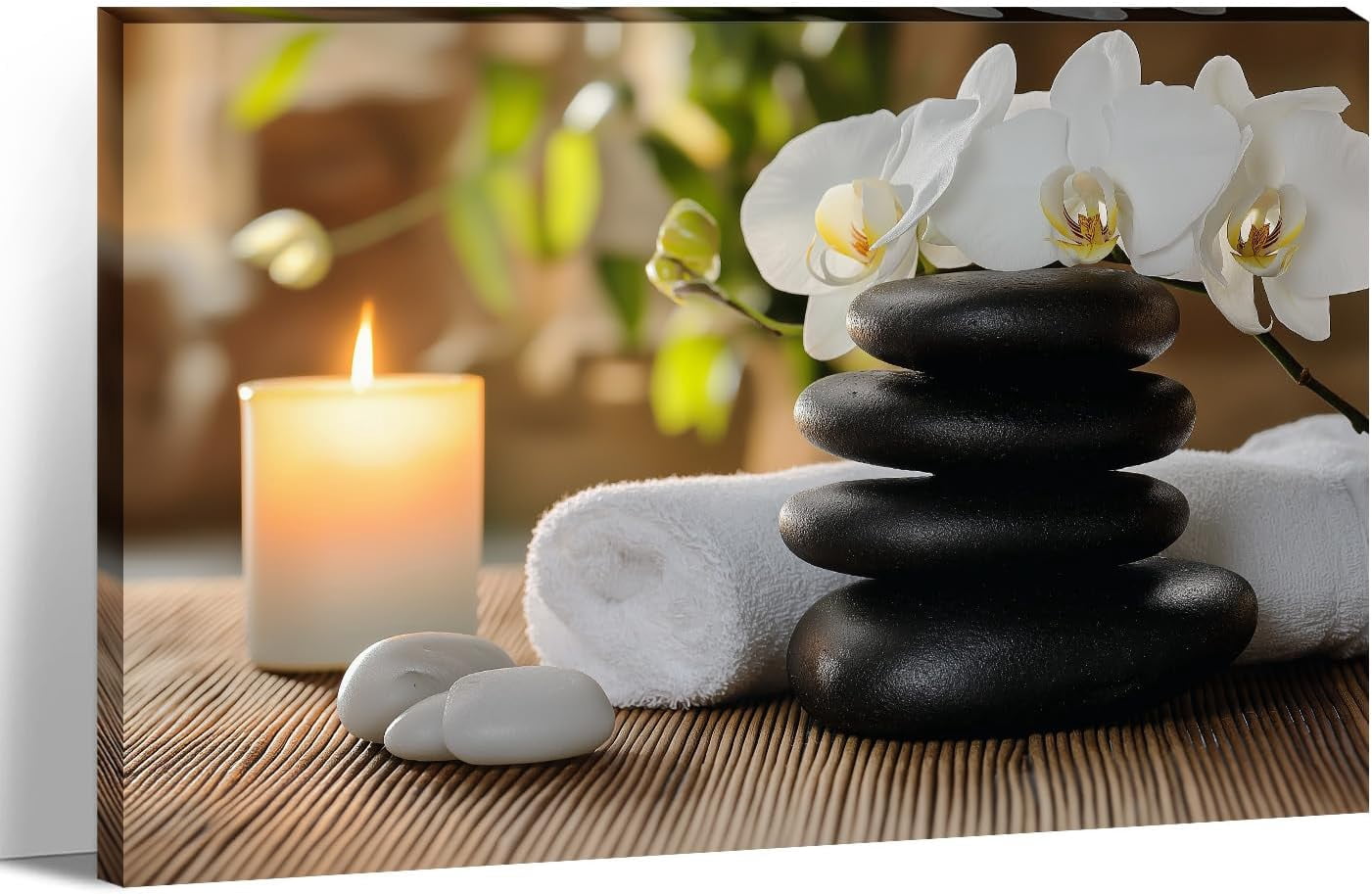 AVOI Zen Canvas Wall Art - Bathroom Wall Decor Orchid Candle with Black ...