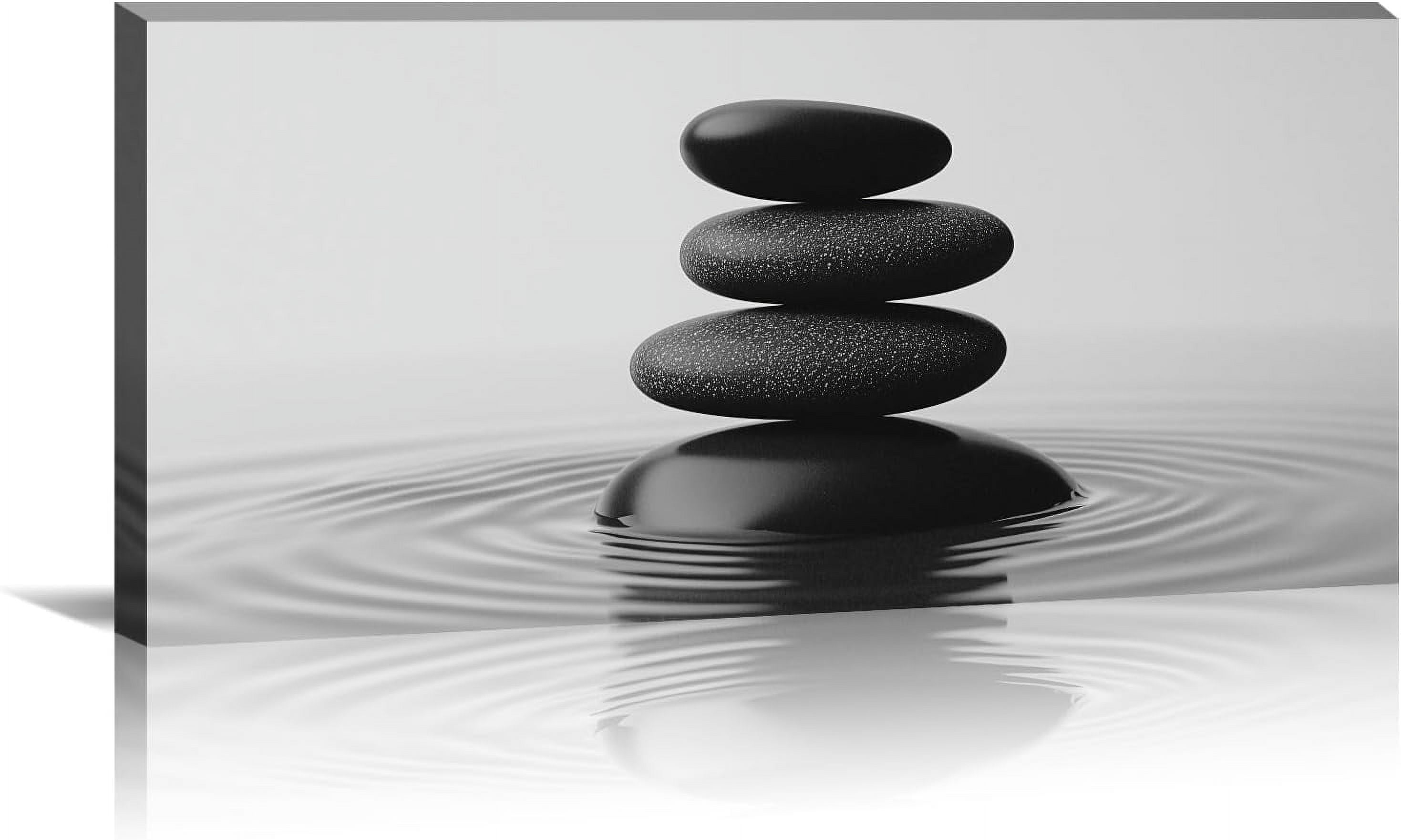 AVOI Zen Canvas Wall Art Black and White Zen Stones on Water Picture ...