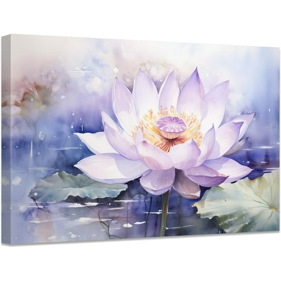 AVOI Zen Canvas Wall Art Purple Floral Pictures Lotus Water Lily Art ...