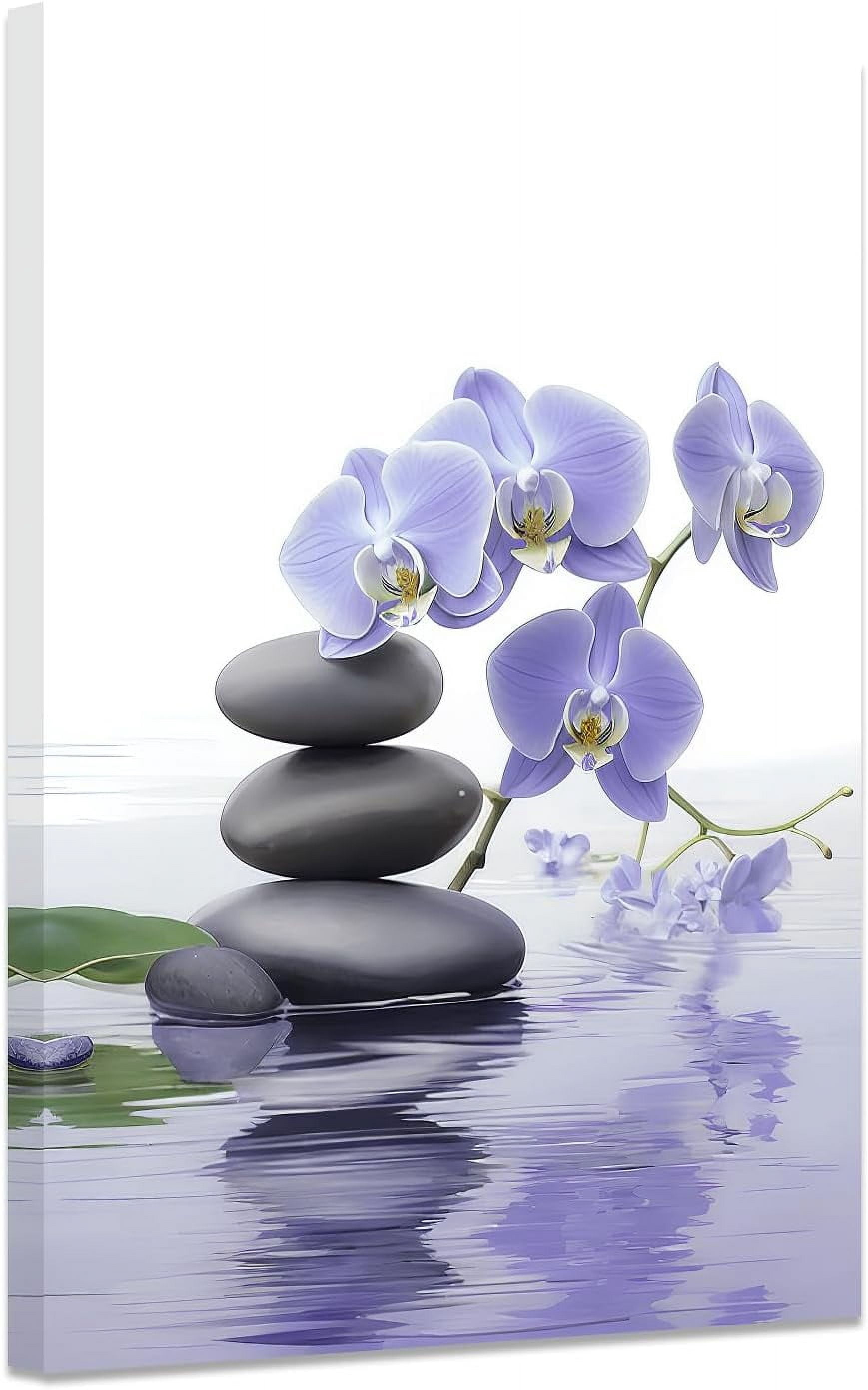 AVOI Zen Canvas Wall Art Purple Floral Pictures Stone Orchid Art Print ...