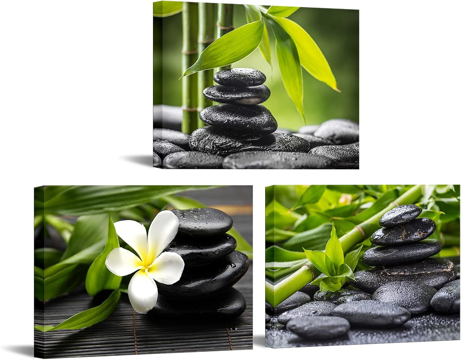 AVOI Zen Pictures Wall Art Still Life Spa Stone Green Bamboo White ...