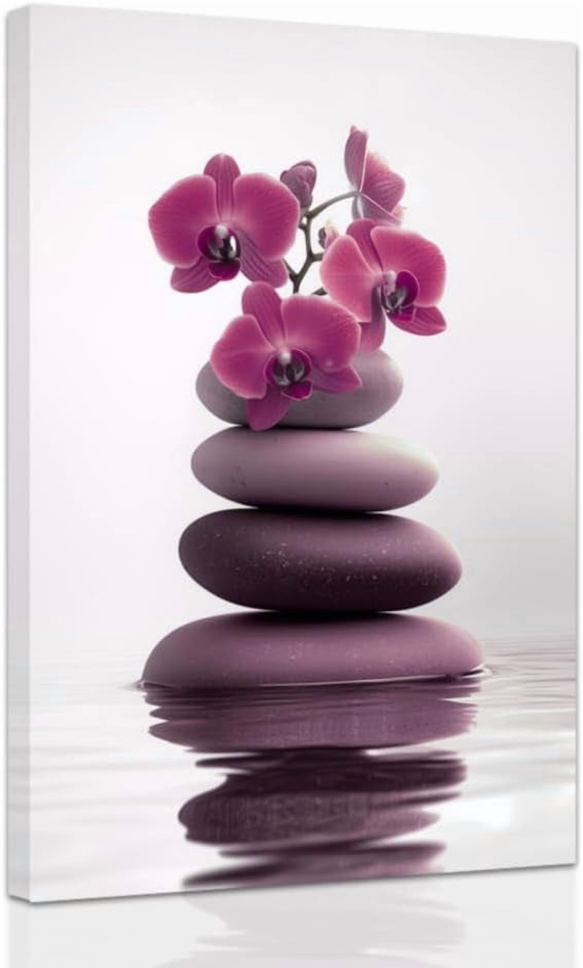 AVOI Zen Wall Art Stones Picture Orchid Canvas Painting Pink Zen Water ...